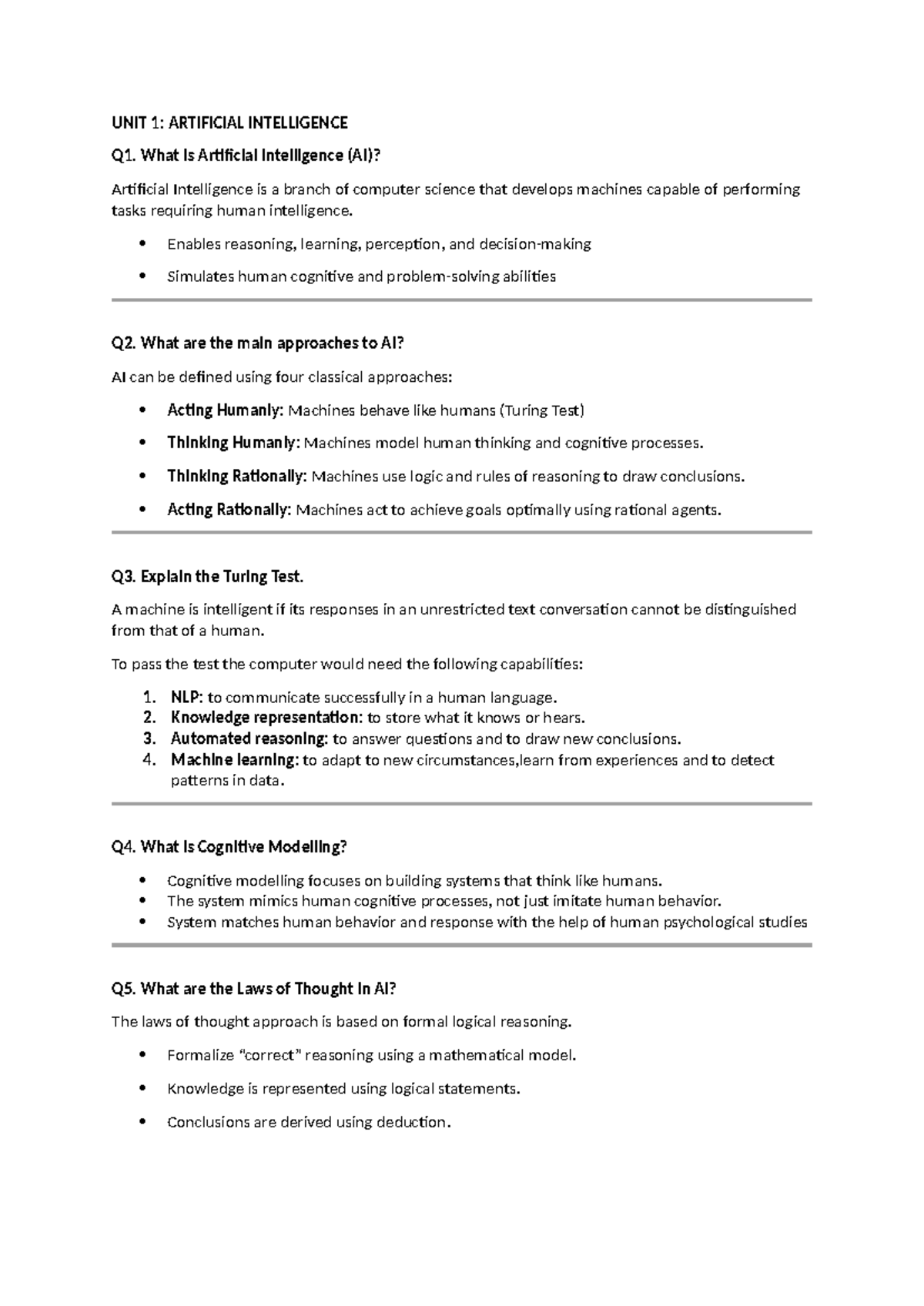 ML Notes: Understanding AI, Random Forest, and Decision Trees - Studocu