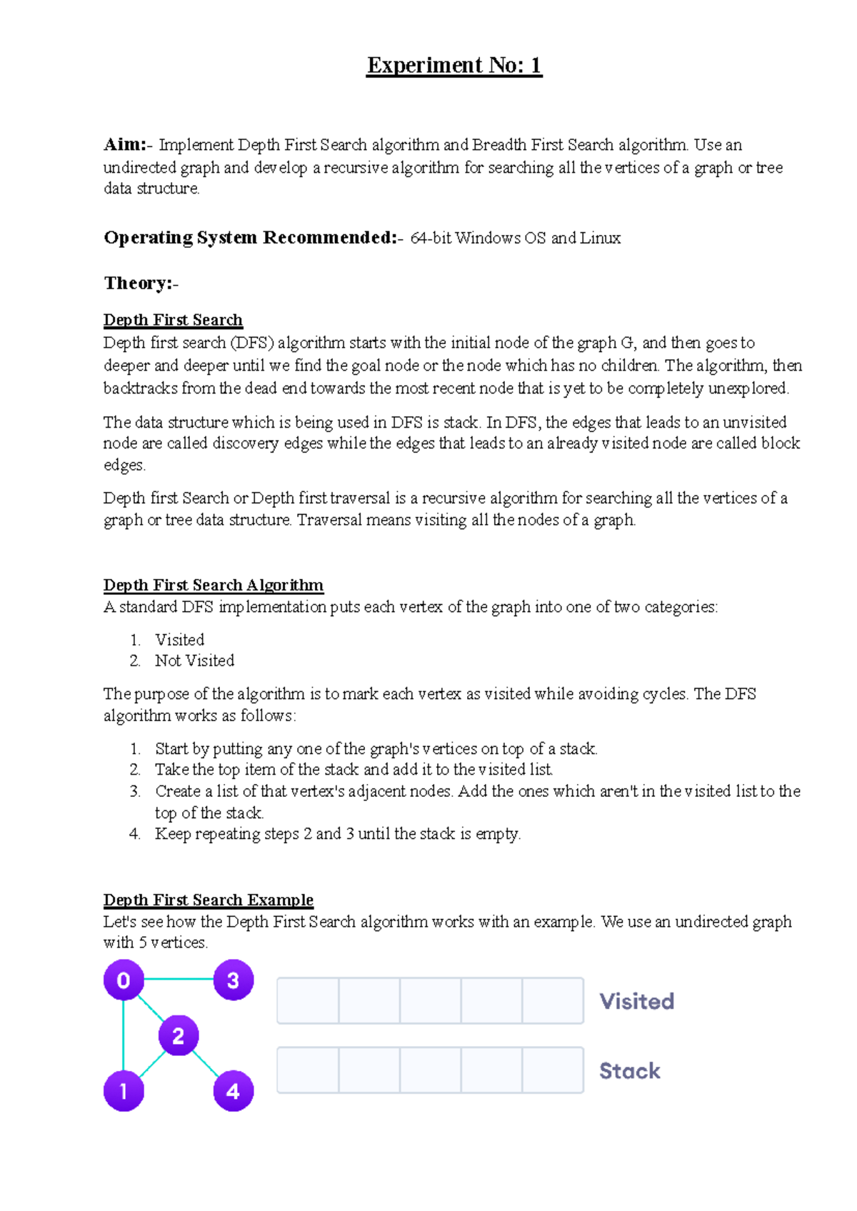 Practical No 1-3: Implementing DFS & BFS Algorithms for Graph Traversal - Studocu