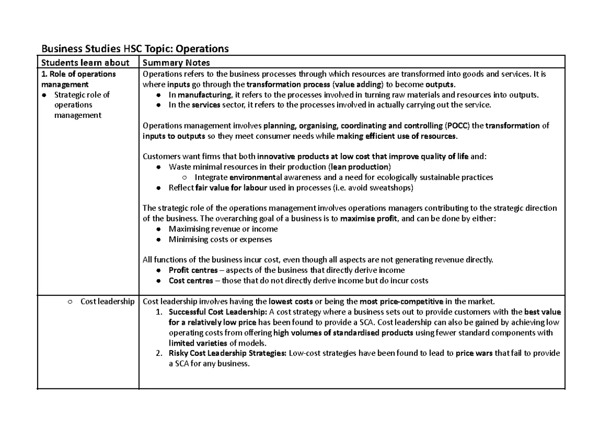 Detailed full HSC Business Studies CASE Studies - Business Studies ...