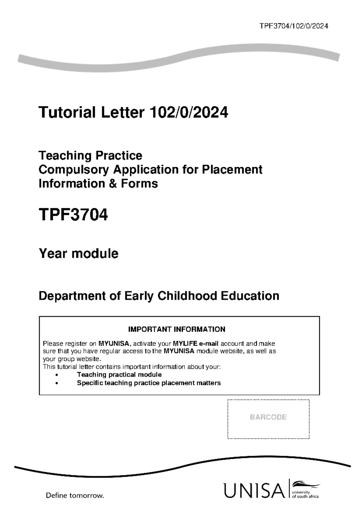 Unisa lesson plan - Teaching plan - Tps3703 - Studocu