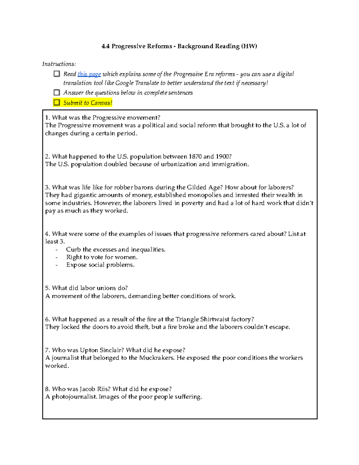4.4 Progressive Reforms - Background Reading & Questions (HW) - Studocu
