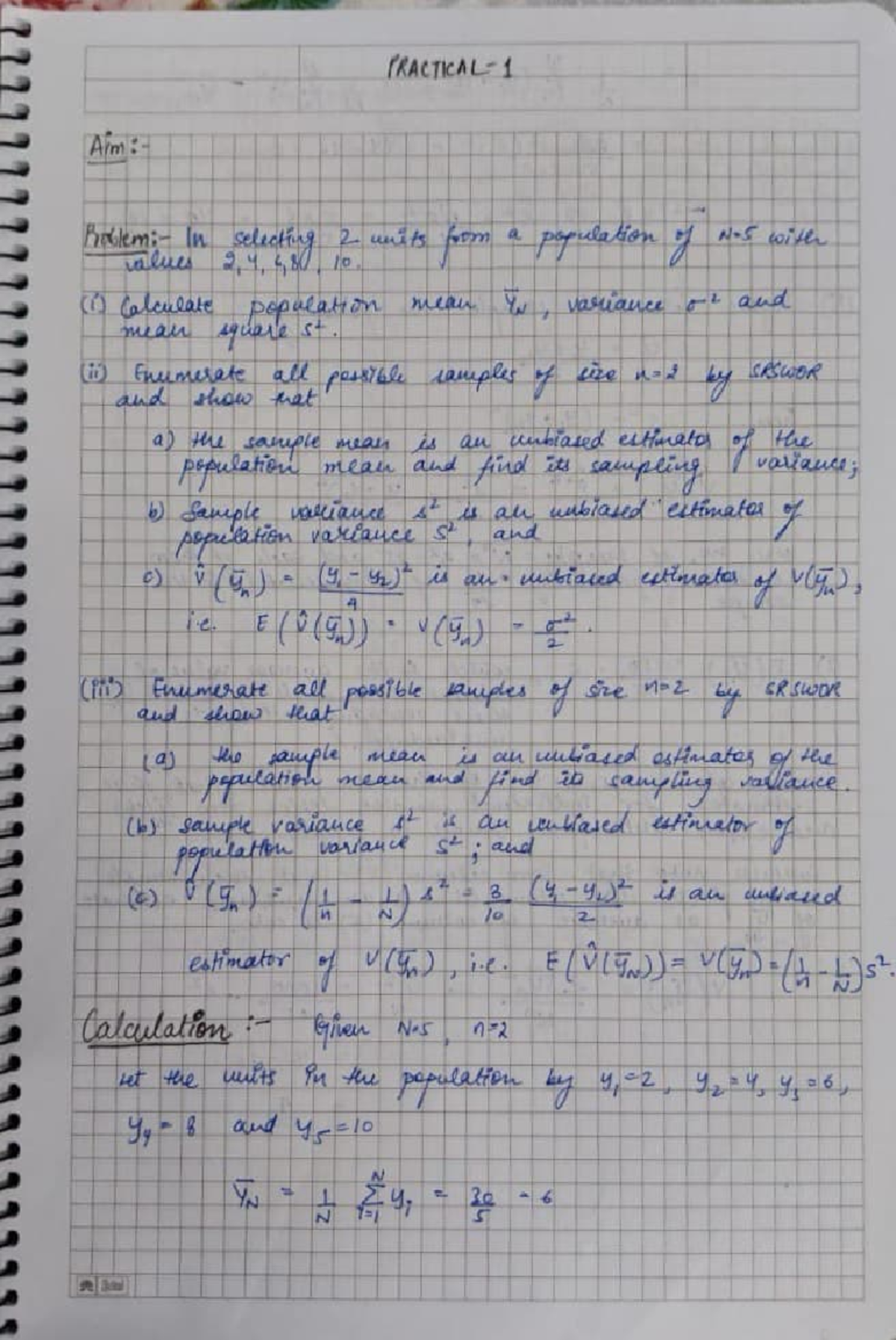 Practical Analysis of Sampling Distributions in Statistics (SS PR 1-6 ...