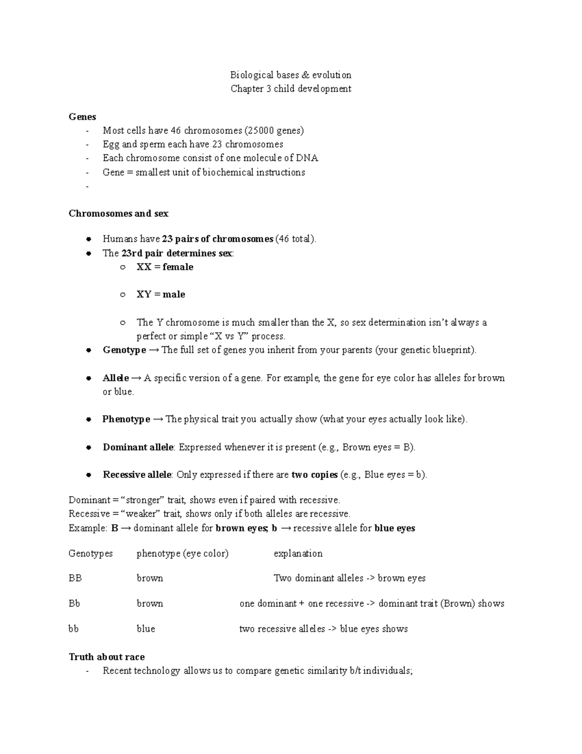 Chapter 3: Biological Bases of Child Development and Genetics - Studocu