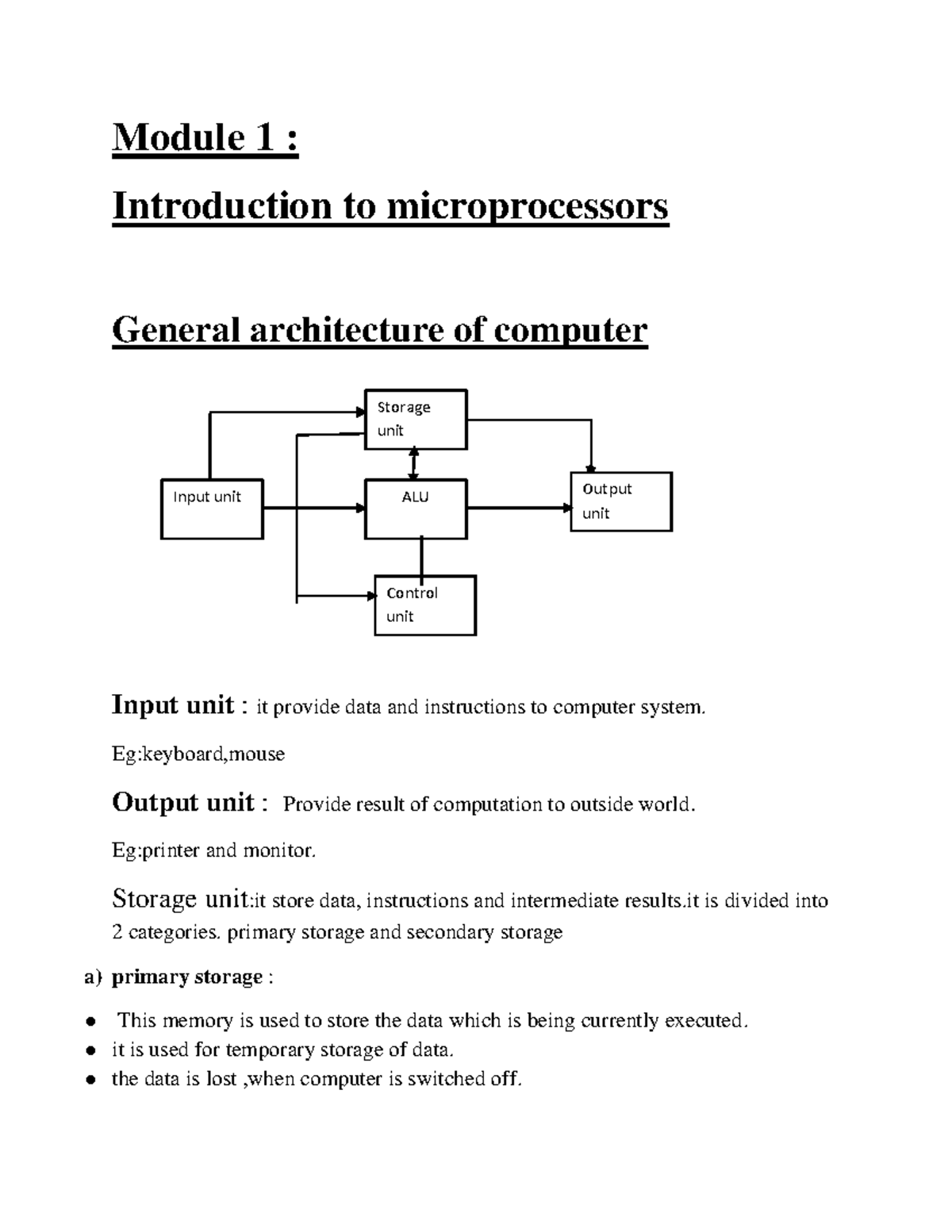 Microprocessor Module 1: Overview of Computer Architecture and 8085 - Studocu