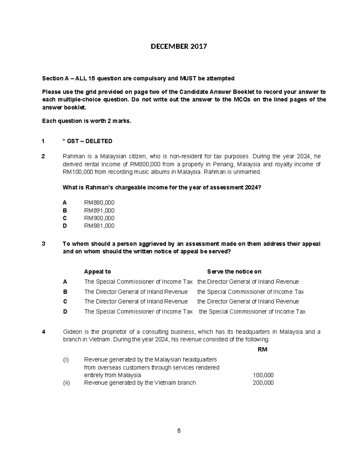 ACCA DEC 2017 TX - Compulsory Questions and Answers - Studocu