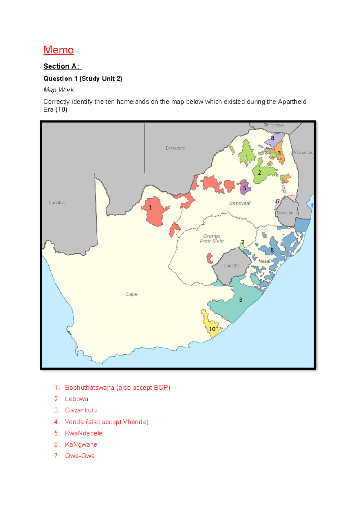 HIST 112 2025 ST Memo 1 - Apartheid Era Map Work & Economic Systems ...
