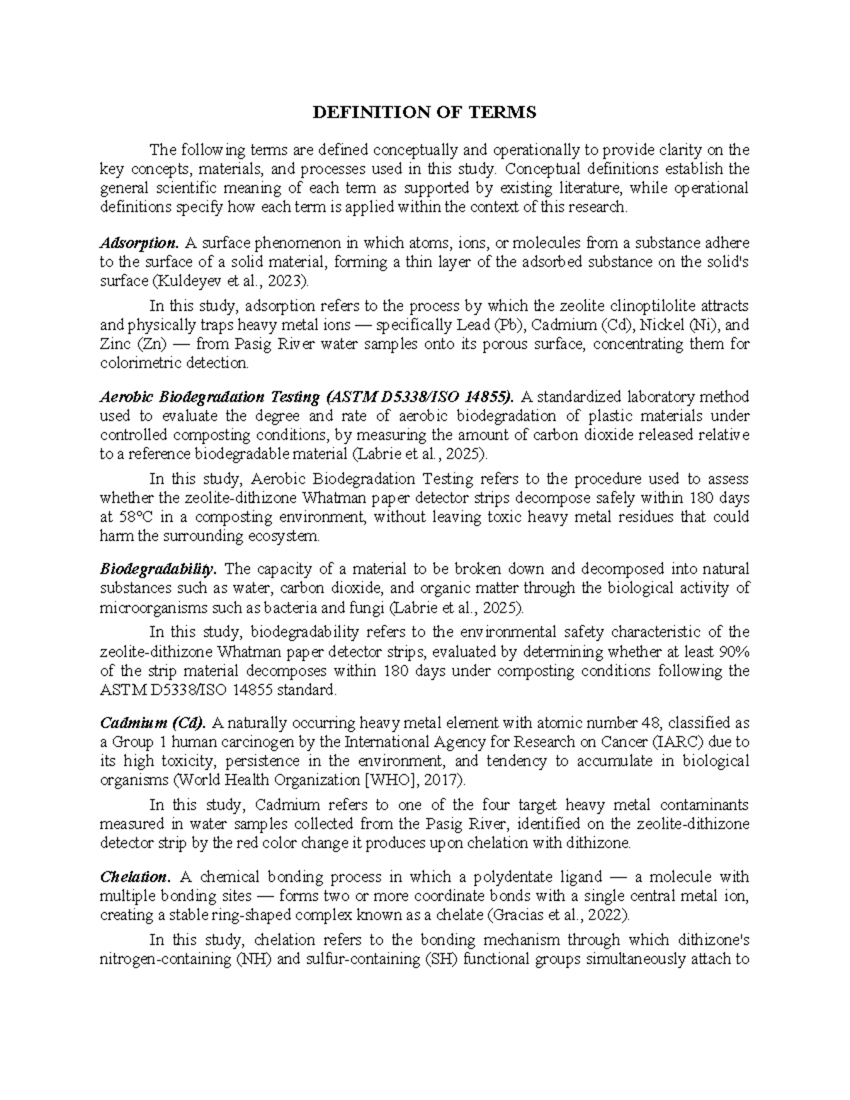 Definition of Key Terms in Heavy Metal Detection Study (BJFJDJDJ) - Studocu