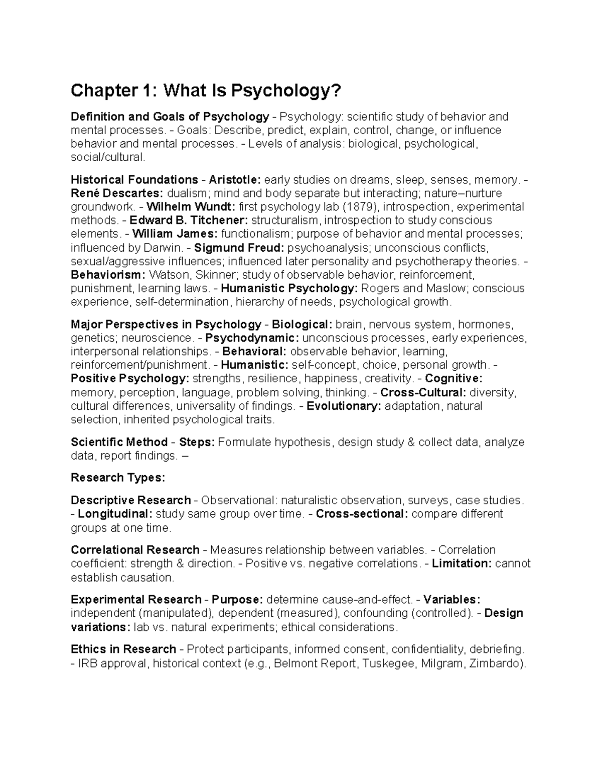 Introduction to Psychology (PSY 101): Concepts, Methods, and Perspectives - Studocu