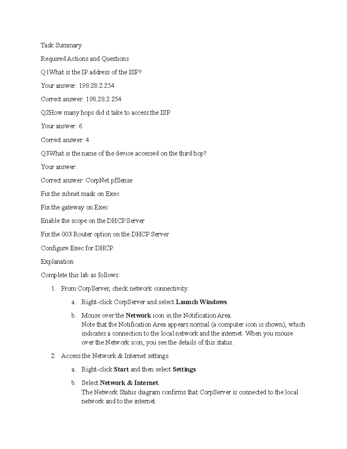 Lab 6.4.7 - Troubleshooting Network Configuration in IT212 - Studocu