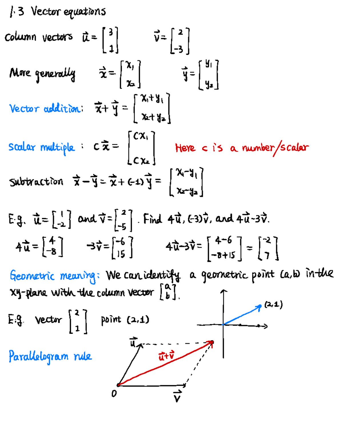 1.3 Vector Equations: Understanding Column Vectors and Linear ...