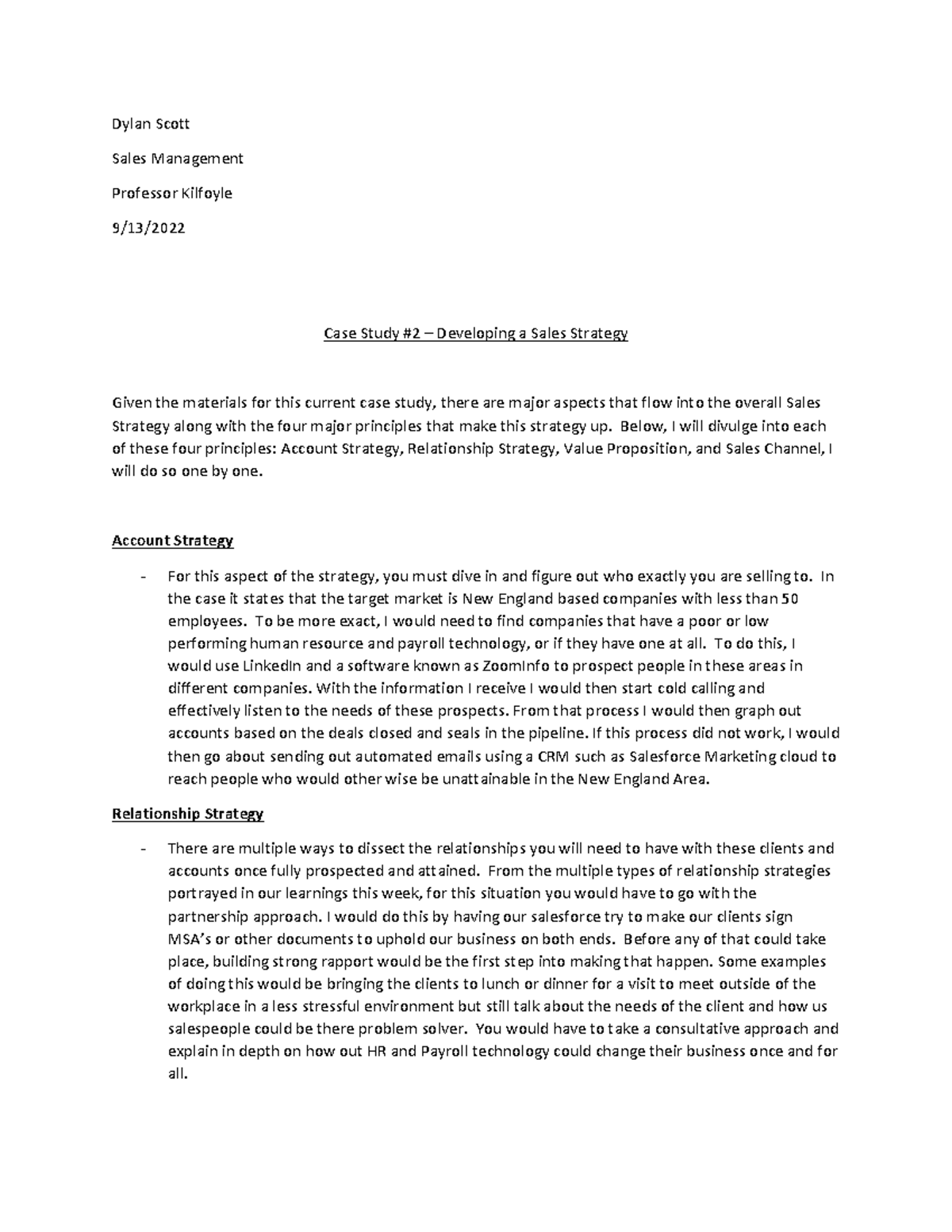 SM Case Study 2: Crafting an Effective Sales Strategy - Studocu