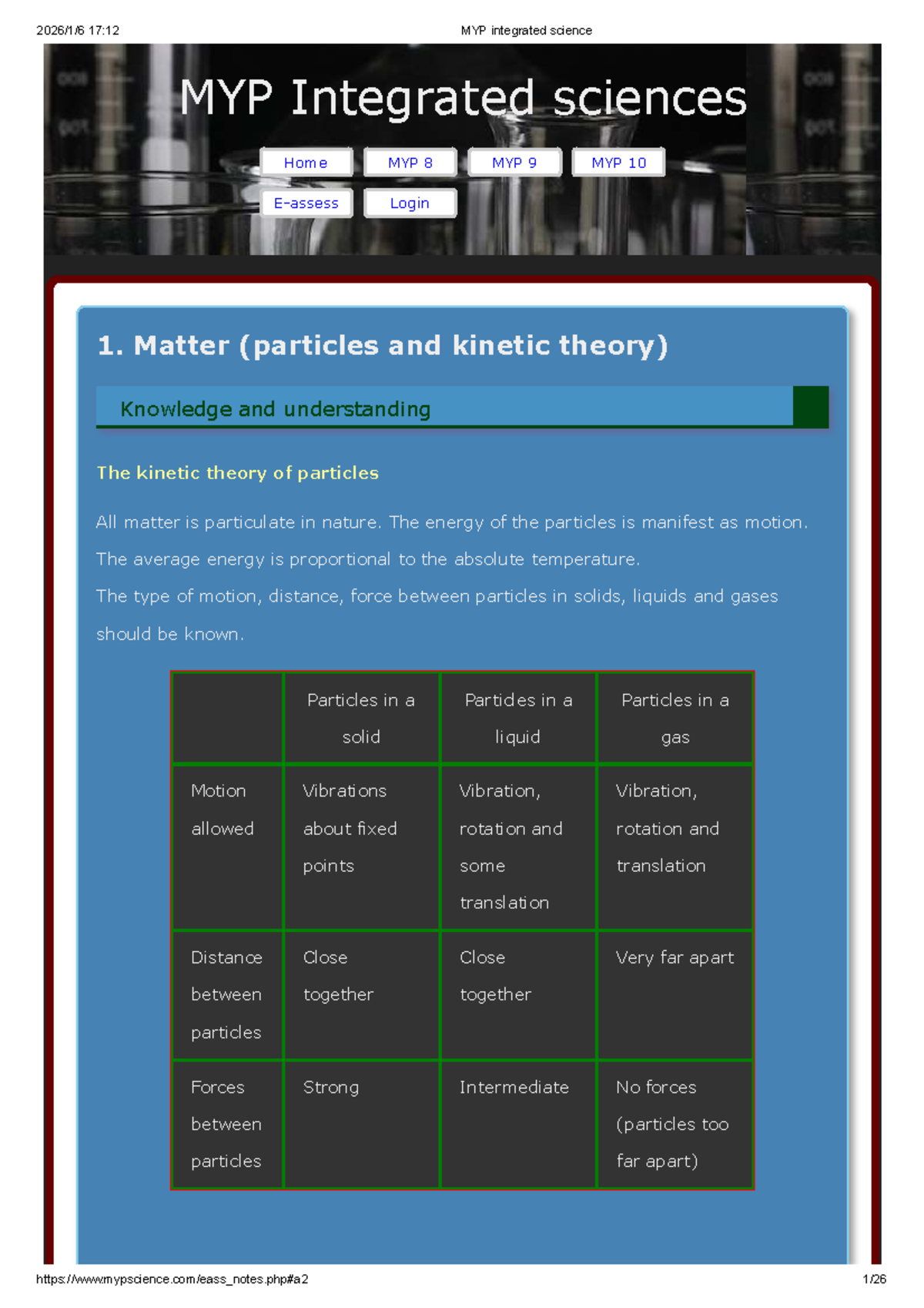 MYP Integrated Science Overview: Matter, Atoms, Bonding & Energy - Studocu