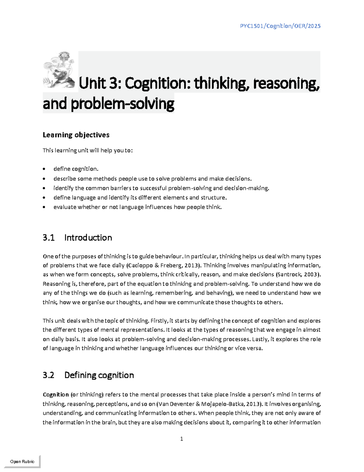PYC1501 Midterm Notes: Exploring Cognition, Reasoning, and Problem ...