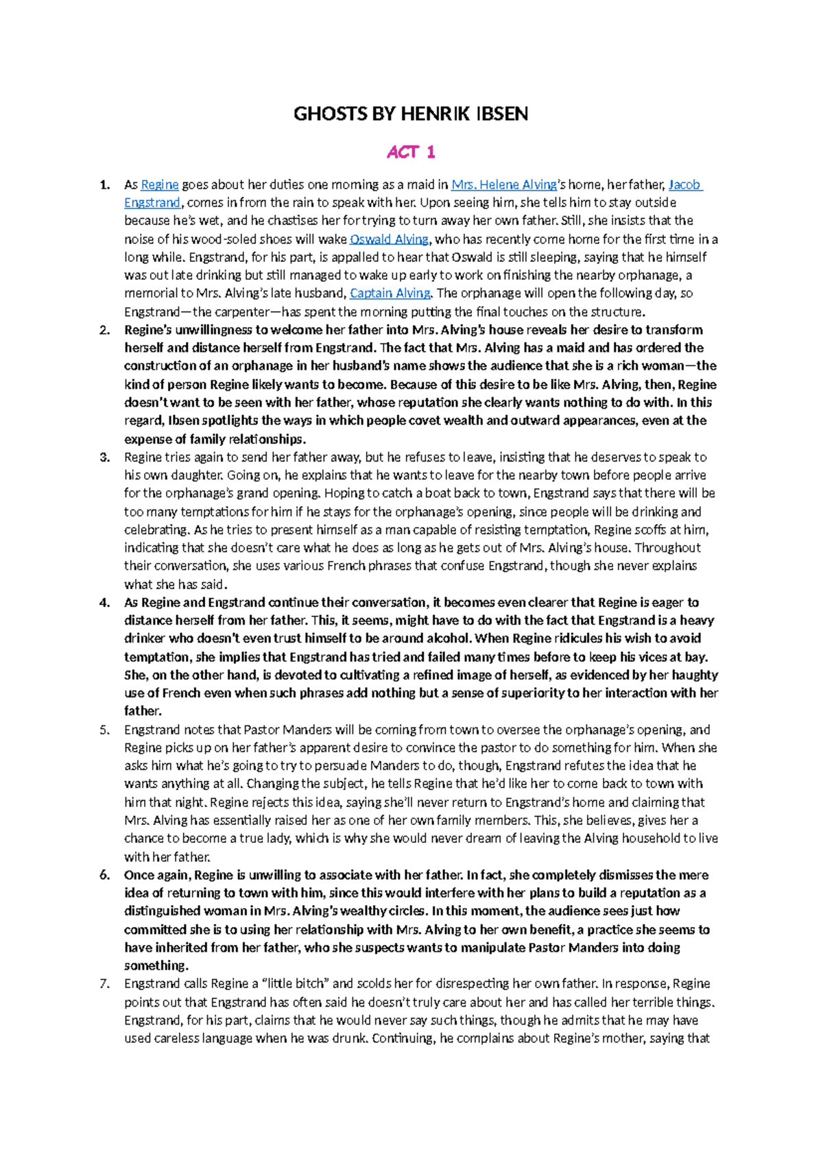 GHOSTS (ENG 101) Act 1 Analysis: Family, Reputation, and Morality - Studocu