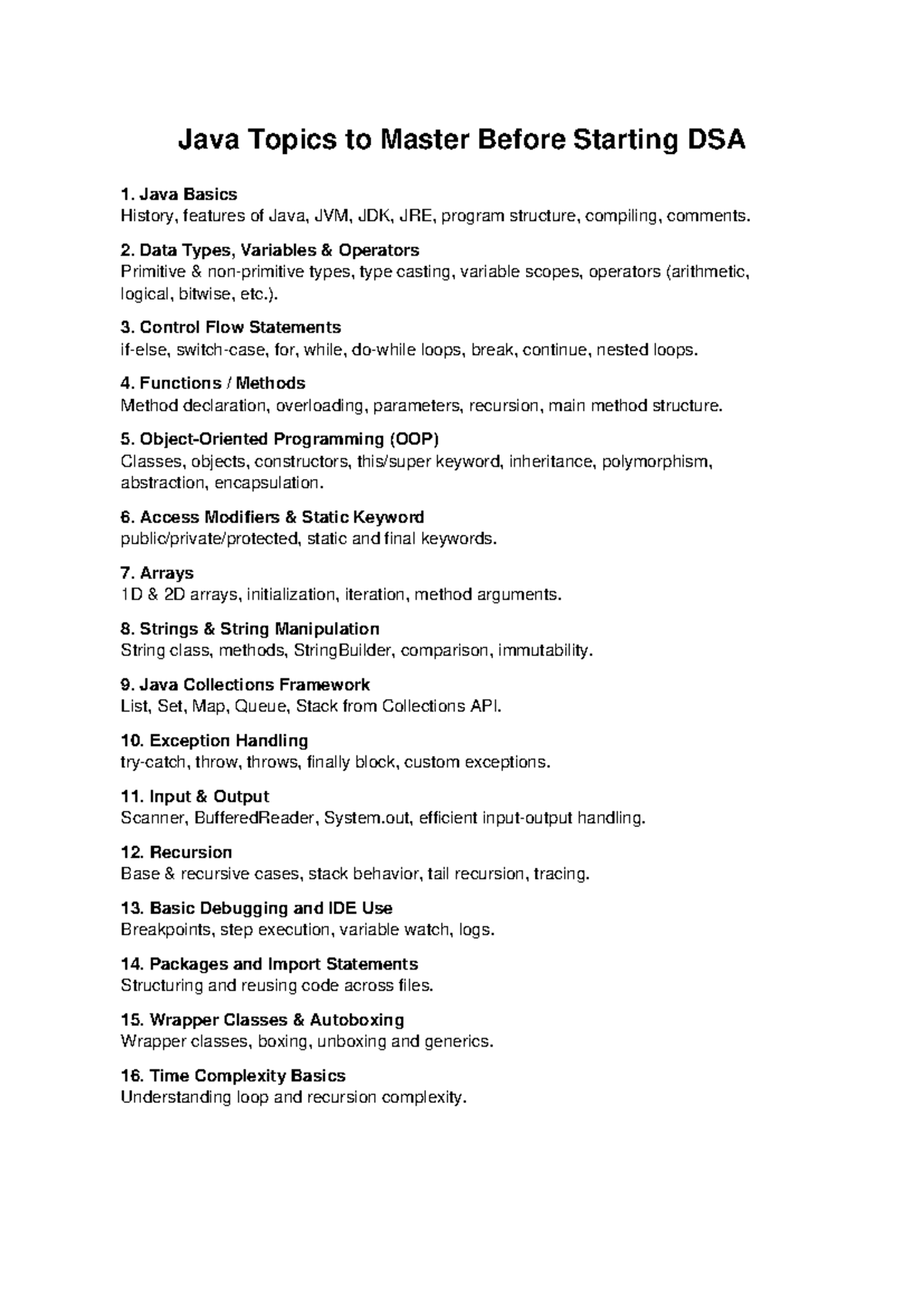 Java DSA Prep: Comprehensive Guide to Master Java Basics - Studocu
