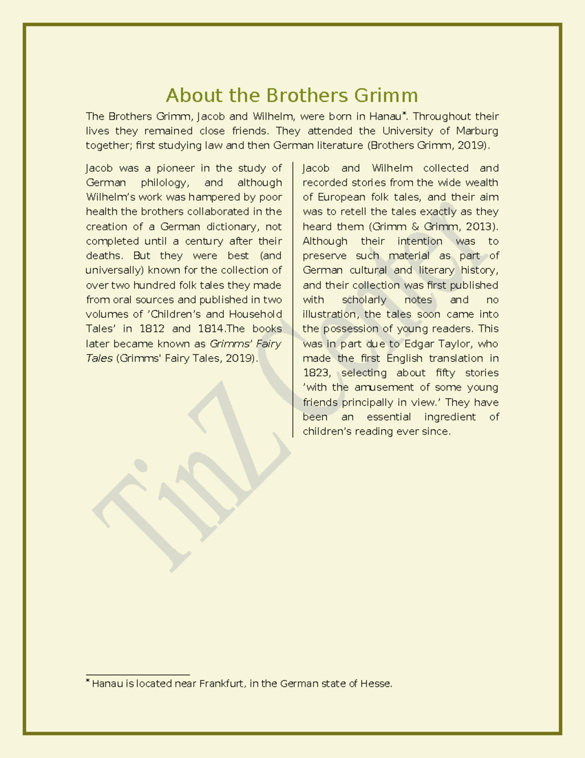 Brothers Grimm Fairy Tales: The Golden Bird Analysis (ENG 101) - Studocu