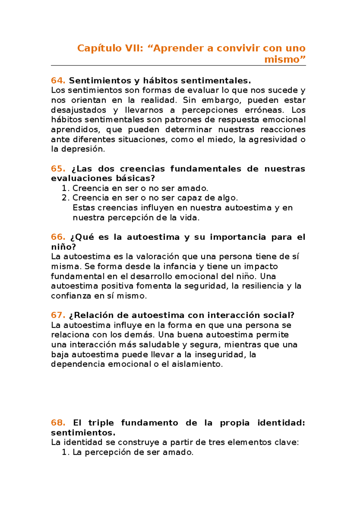 Cuestiones Convivir VII - Capítulo VII: “Aprender a convivir con uno ...