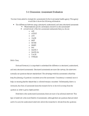 3-1 Discussion Assessment Evaluation - The agency would like to know ...