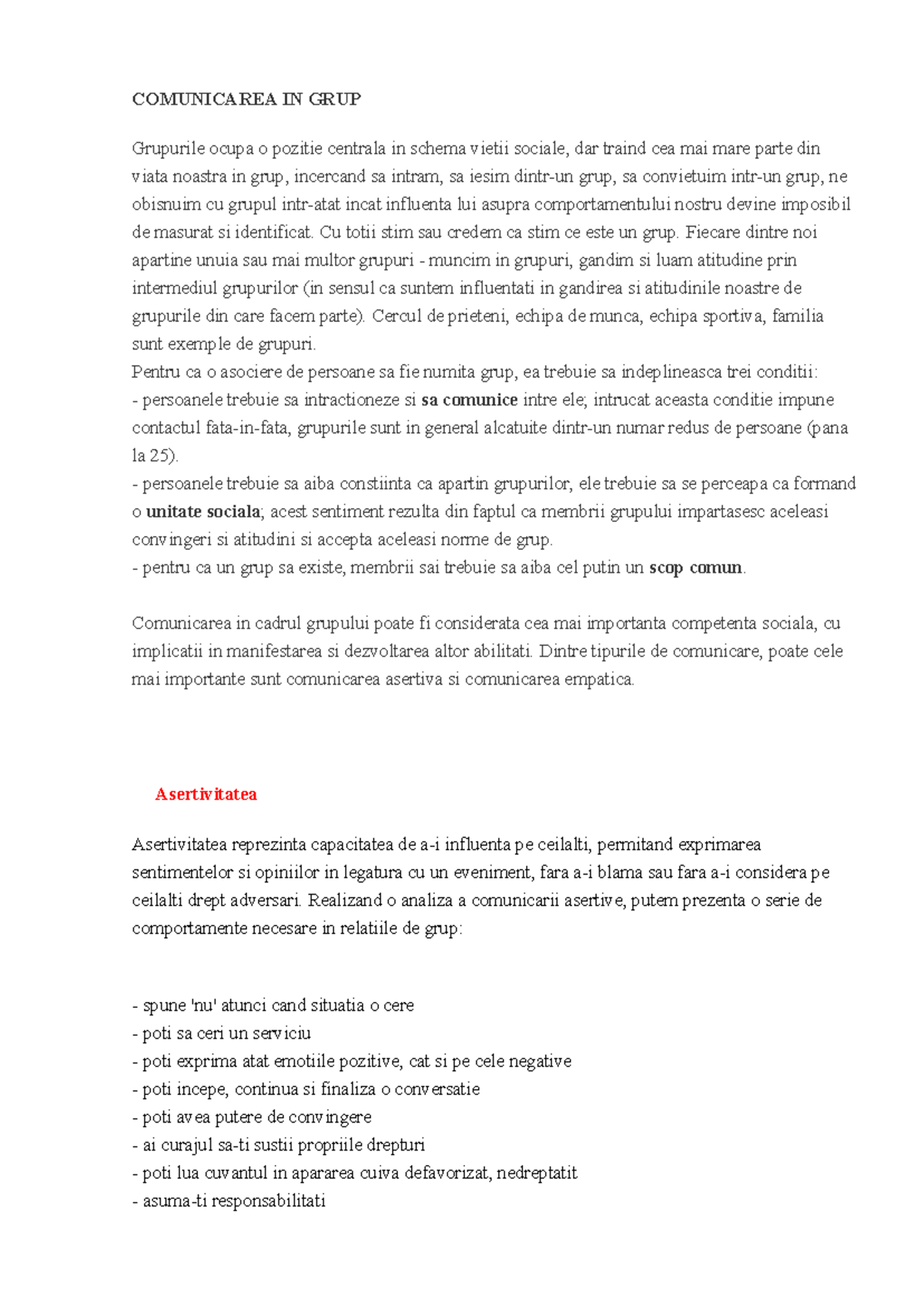 COMUNICAREA ÎN GRUP - Aspecte și Tehnici de Interacțiune Socială - Studocu