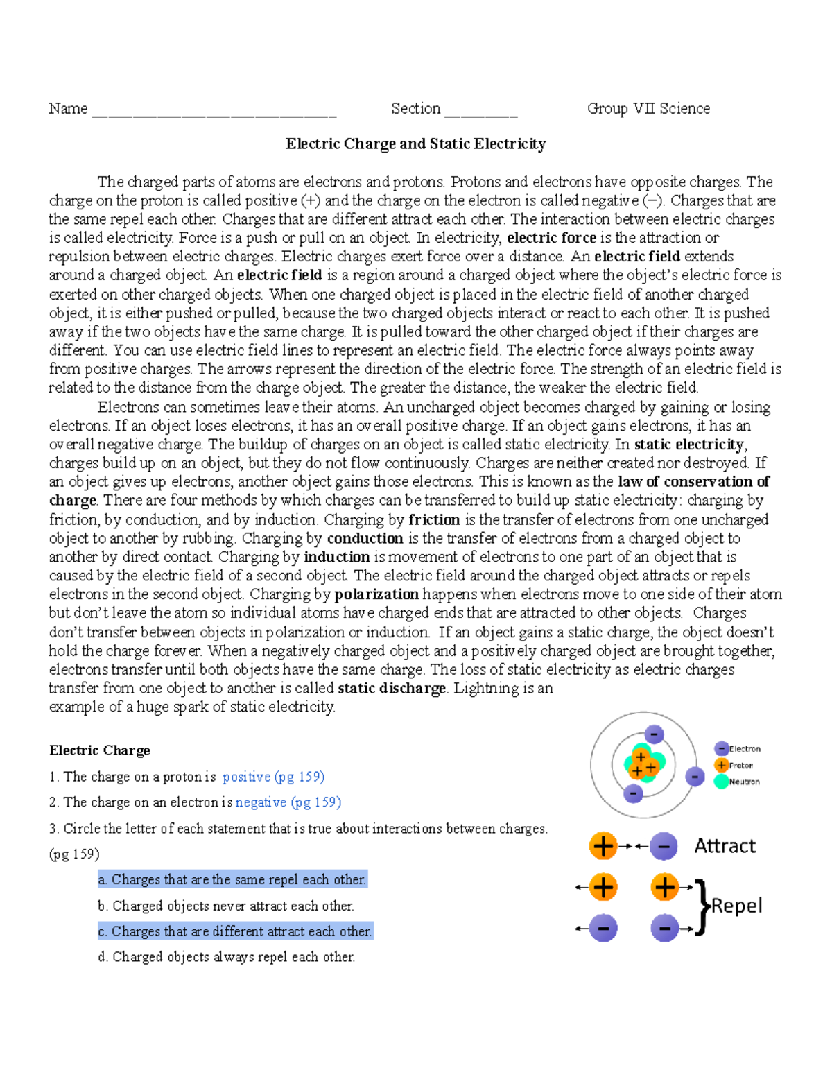 Understanding Electric Charge and Static Electricity Concepts - Science ...