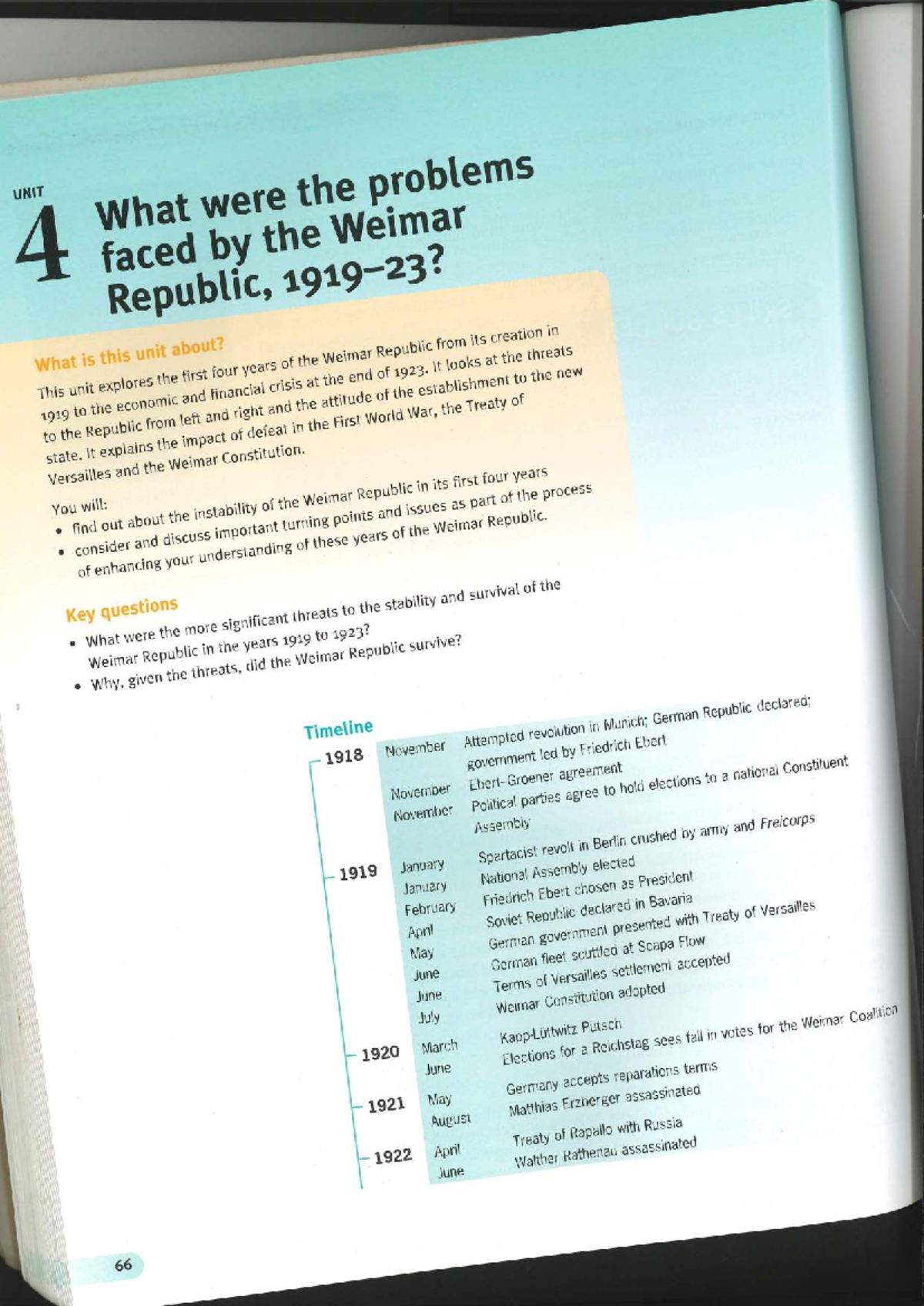 Unit 4: Challenges of the Weimar Republic (1919-1923) - Studocu