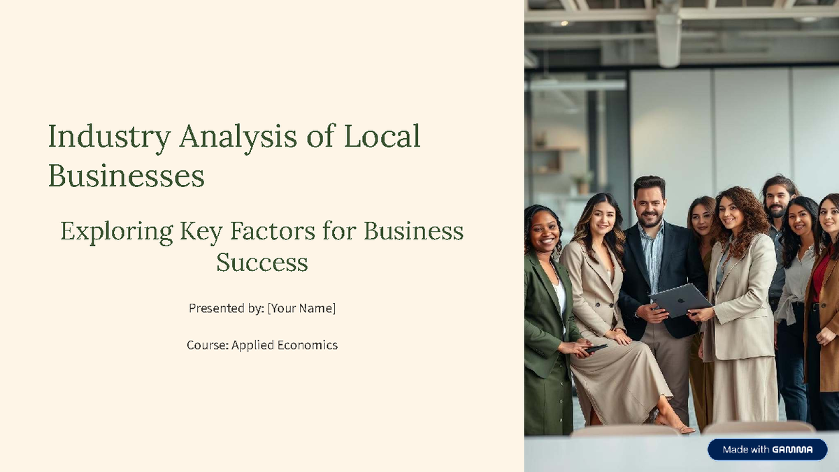 Applied Economics: Industry Analysis of Local Businesses - Studocu