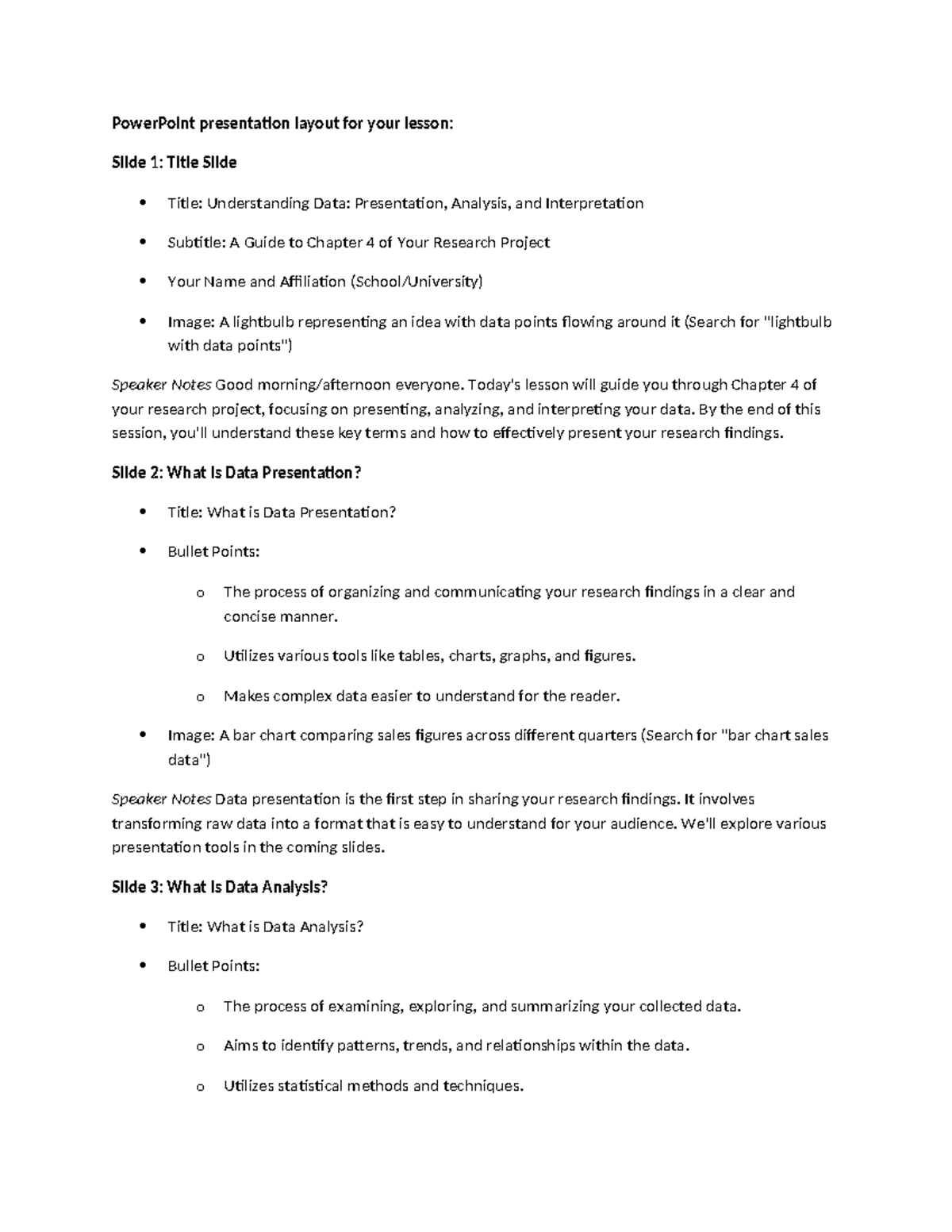 PPT CH4 Lecture Notes: Understanding Data Presentation & Analysis - Studocu