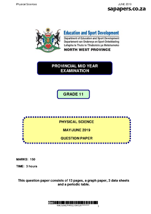 Grade 11 Physical Science Term 2 Resource Pack - PHYSICAL SCIENCES ...