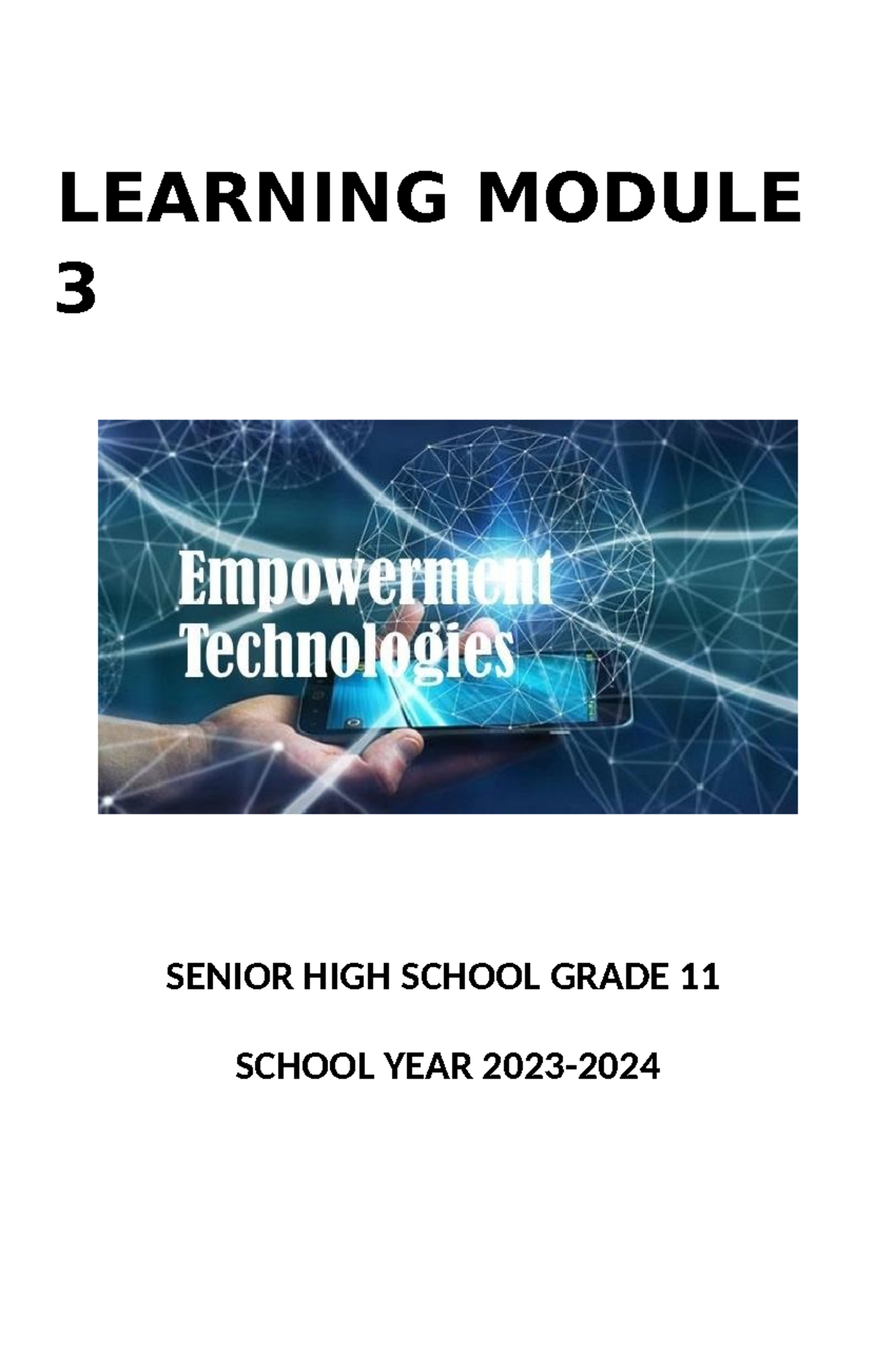 Empowerment- Module-3 - LEARNING MODULE 3 SENIOR HIGH SCHOOL GRADE 11 ...