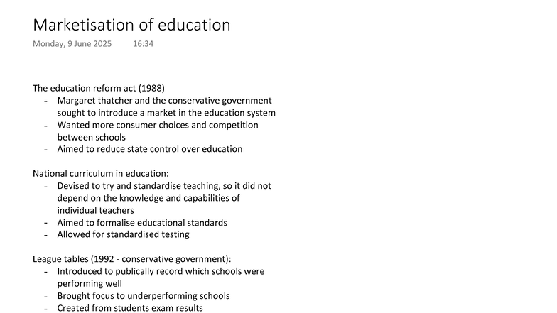 Marketisation of Education: Impacts and Implications for Schools - Studocu