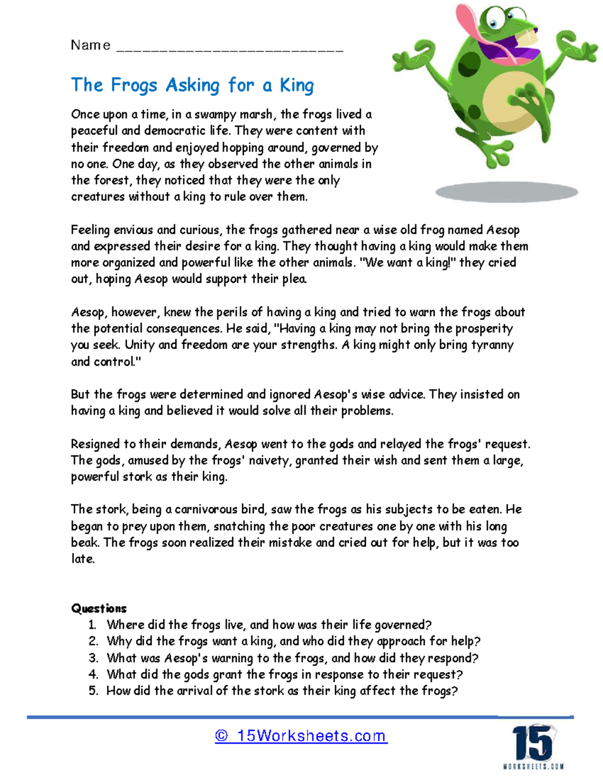 Frog Fable Analysis: Aesop's Lesson on Leadership and Freedom - Studocu