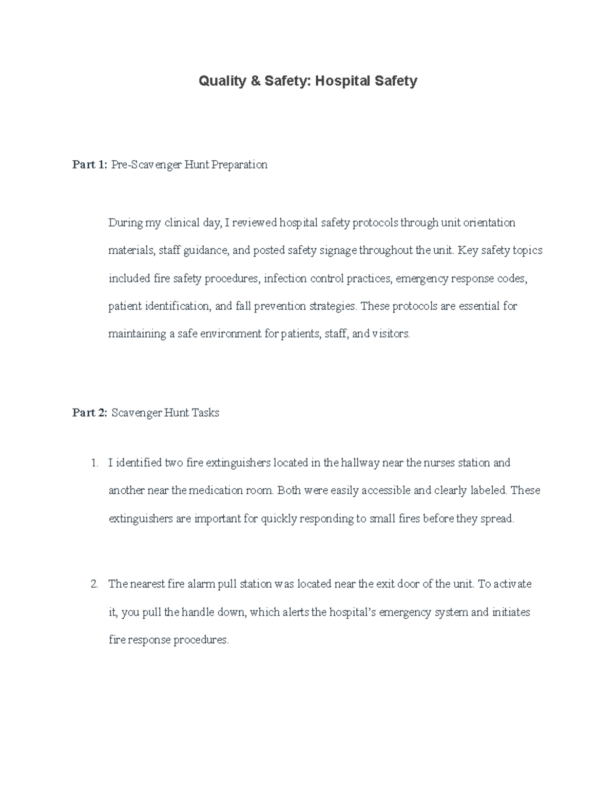 Quality & Safety: Hospital Safety Protocols & Scavenger Hunt Tasks ...