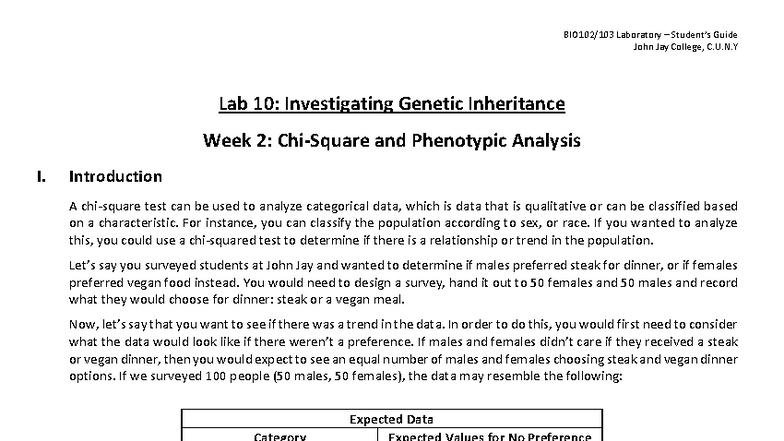 Lab 10: Genetic Inheritance & Phenotypic Analysis - Spring 2025 - Studocu