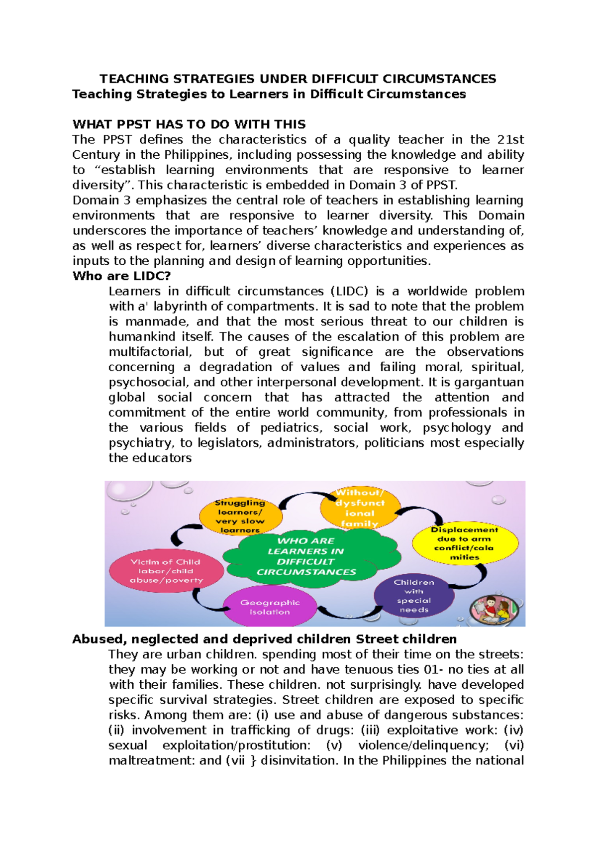 Teaching Strategies for Learners in Difficult Circumstances (CEDC ...