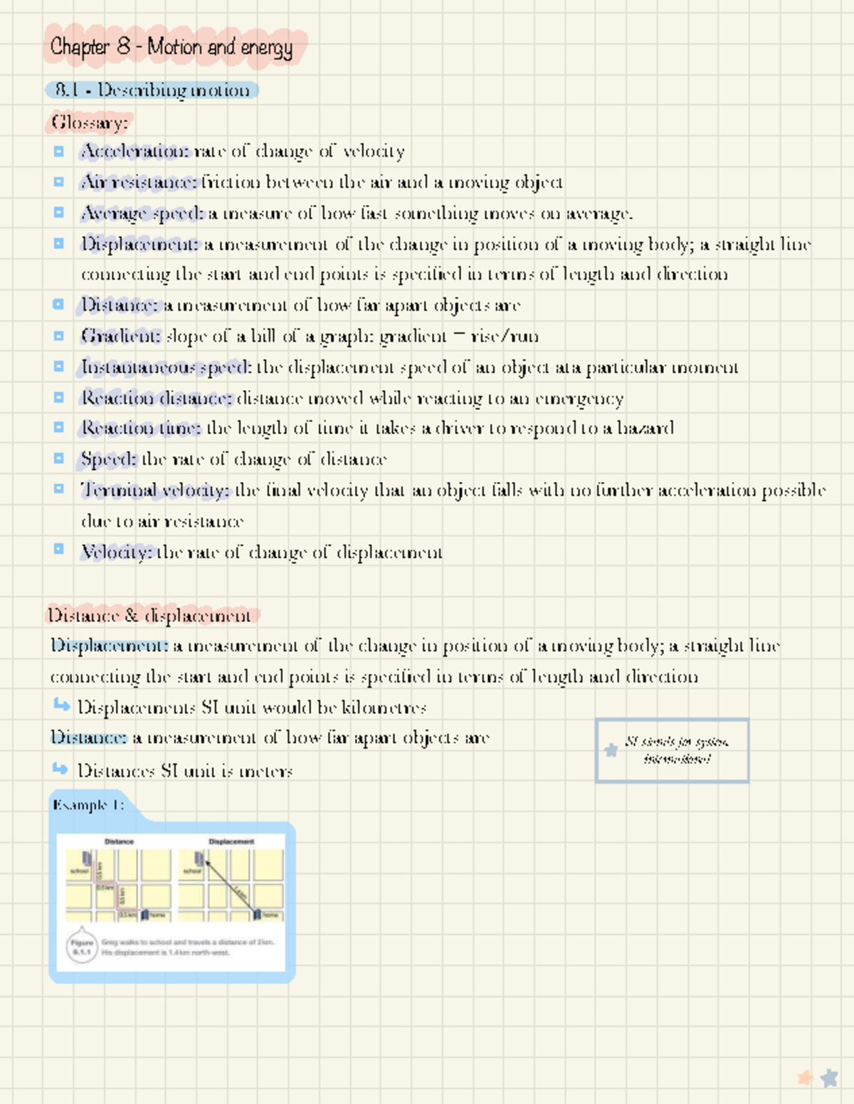 Yr 10 Motion and Energy Notes: Key Concepts and Glossary - Studocu