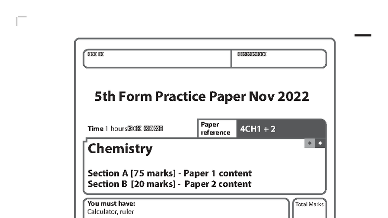 GCSE Chemistry Practice Paper 4CH1 2 - Nov 2022 - Studocu