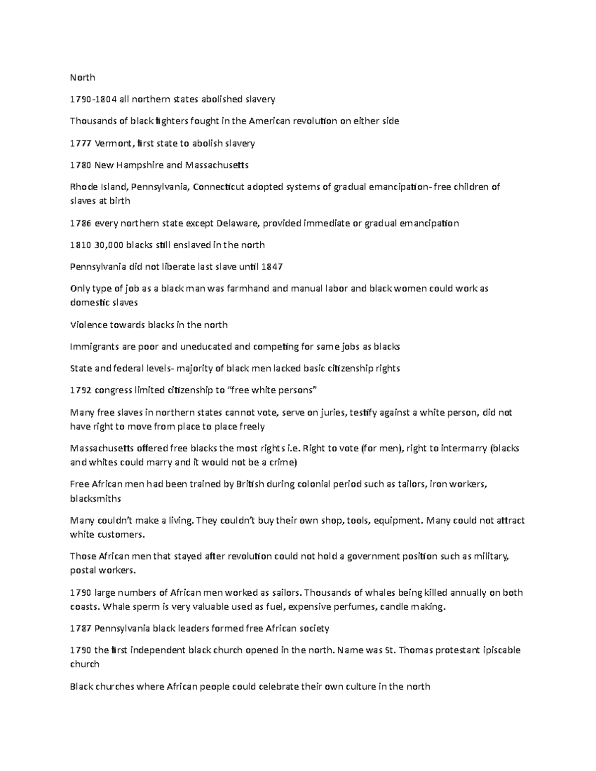 History before 1865 - notes - North 1790-1804 all northern states ...