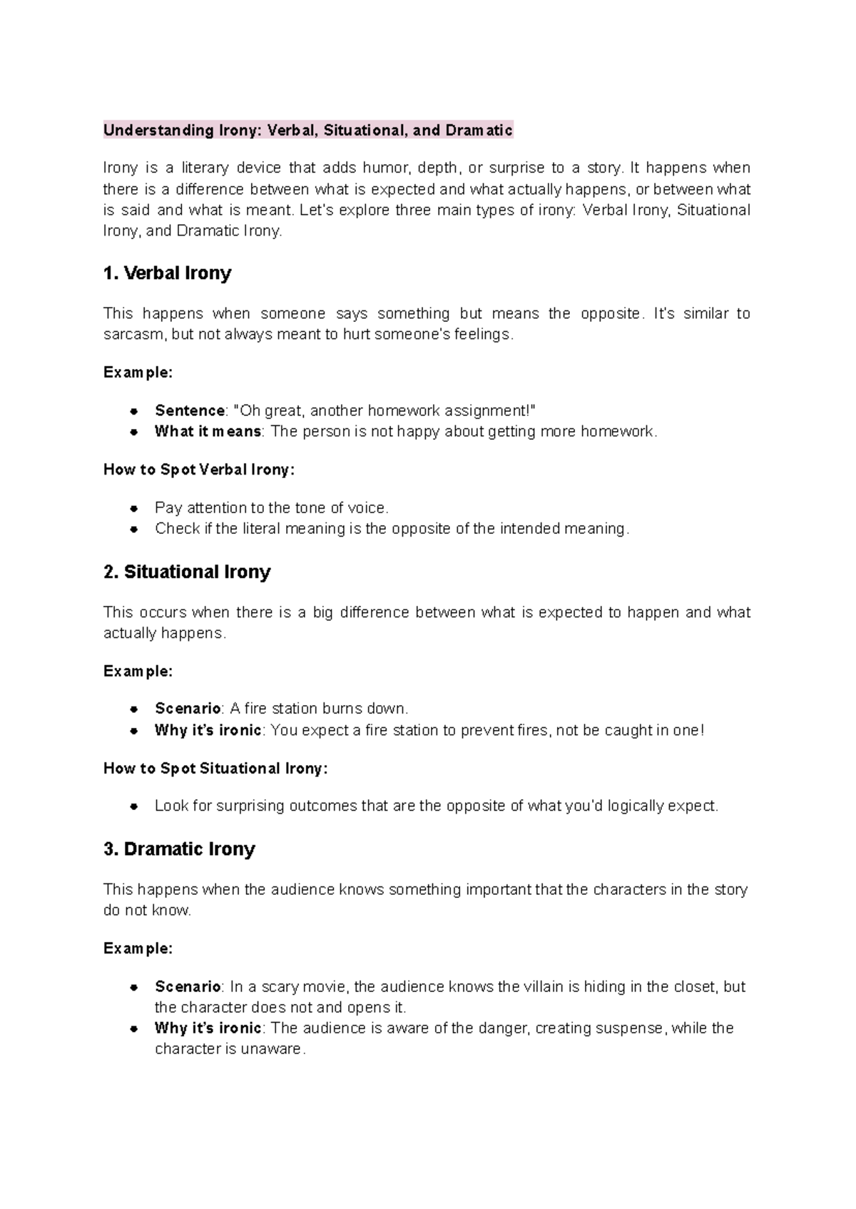Understanding Irony Verbal, Situational, and Dramatic - It happens when ...