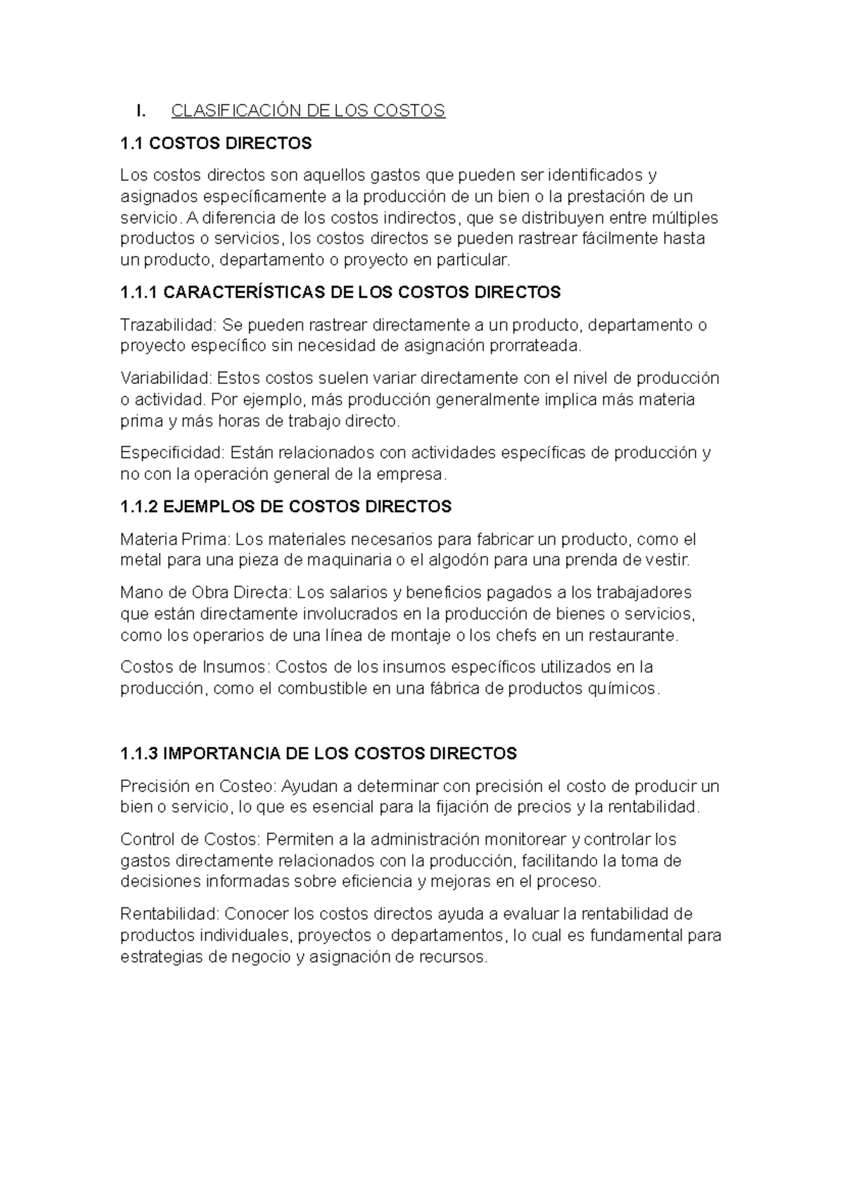 Costos Directos e Indirectos - Análisis y Proyecciones Financieras ...