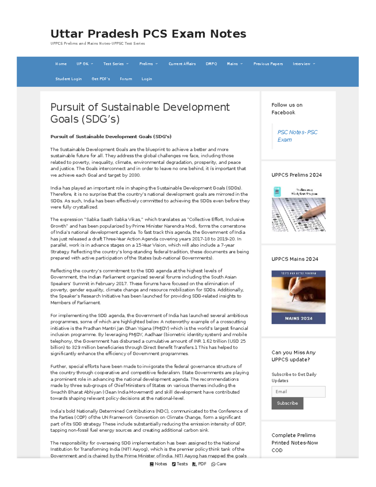 UPPCS Mains Notes 2024: Pursuit of Sustainable Development Goals (SDGs ...