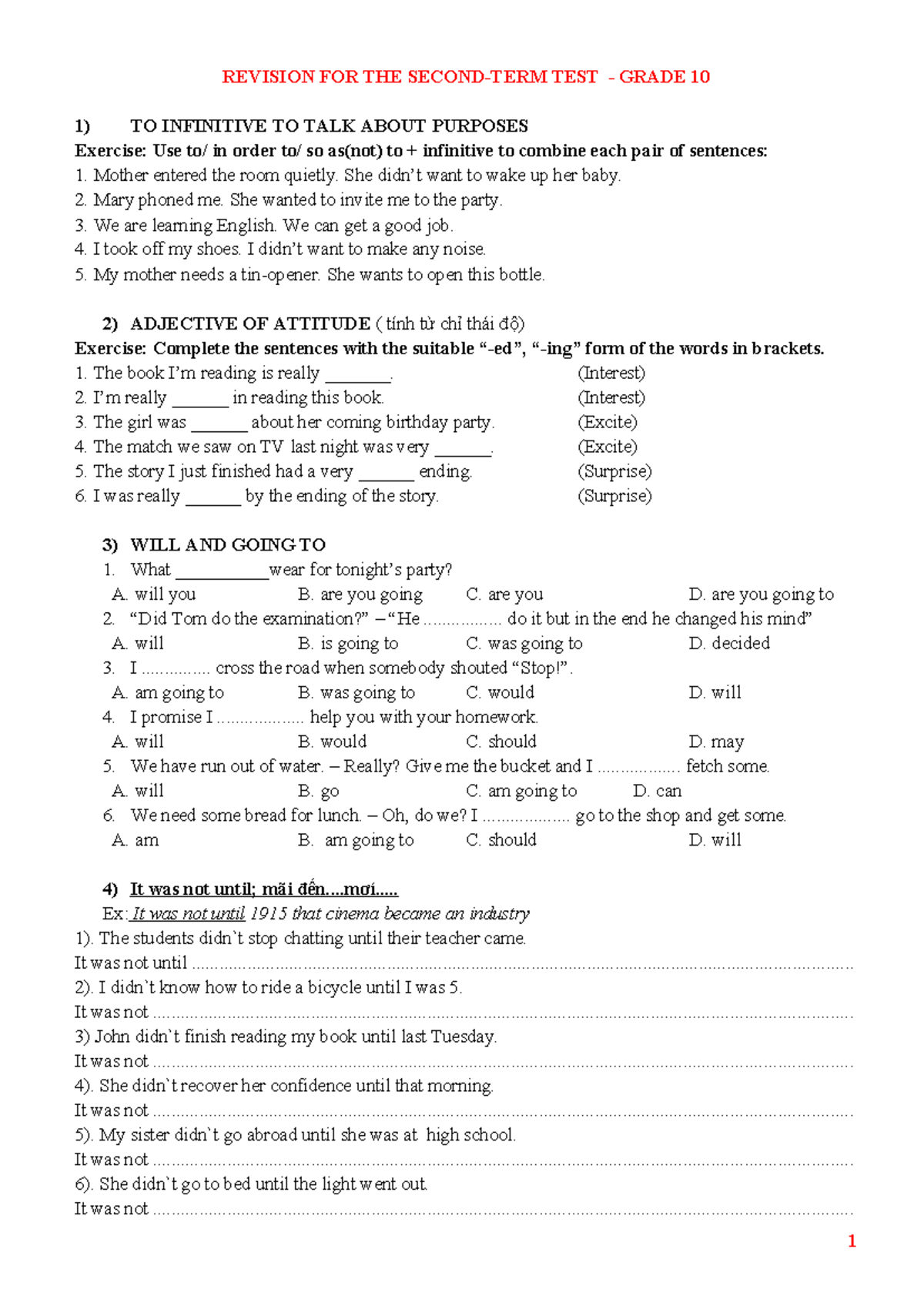Final Exam Review: Grade 10 English - Key Grammar Concepts - Studocu