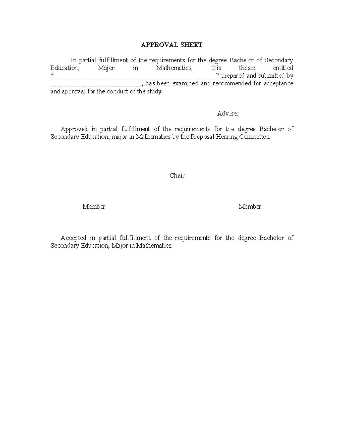 Approval sheet - none - APPROVAL SHEET In partial fulfillment of the ...