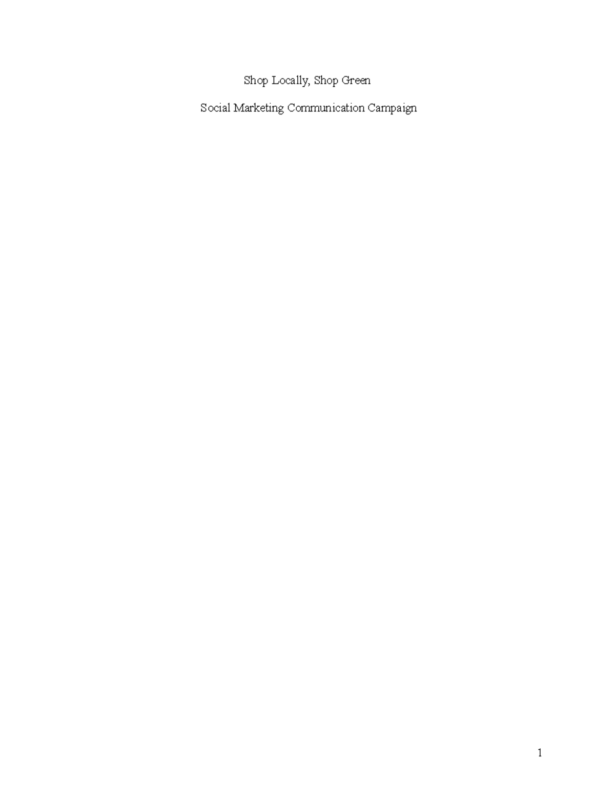 Communication Campaign: Shop Locally, Shop Green (UW-Madison) - Studocu