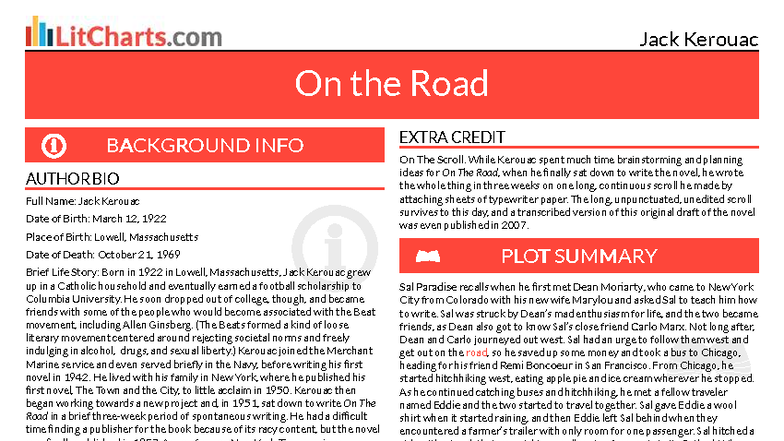 On The Road: A Comprehensive Study Guide for BA BACK CKGR GROUND - Studocu