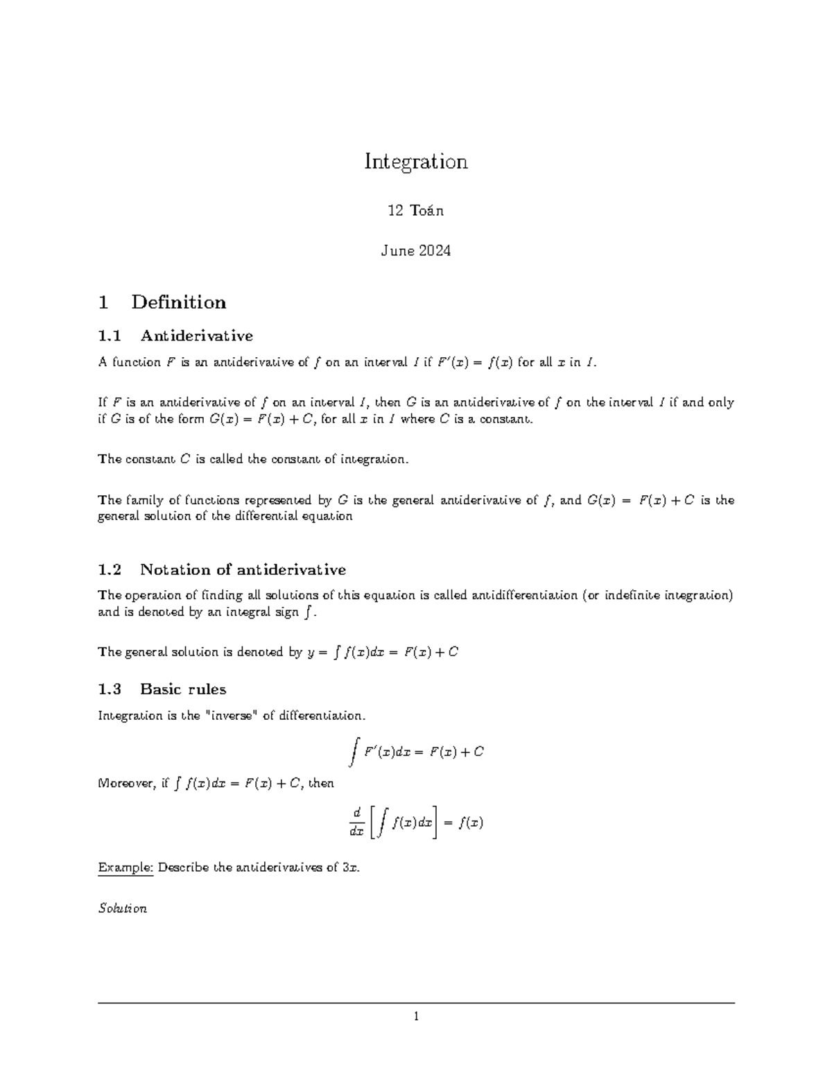AP Calc Integration - Lecture Notes June 2024 - Studocu