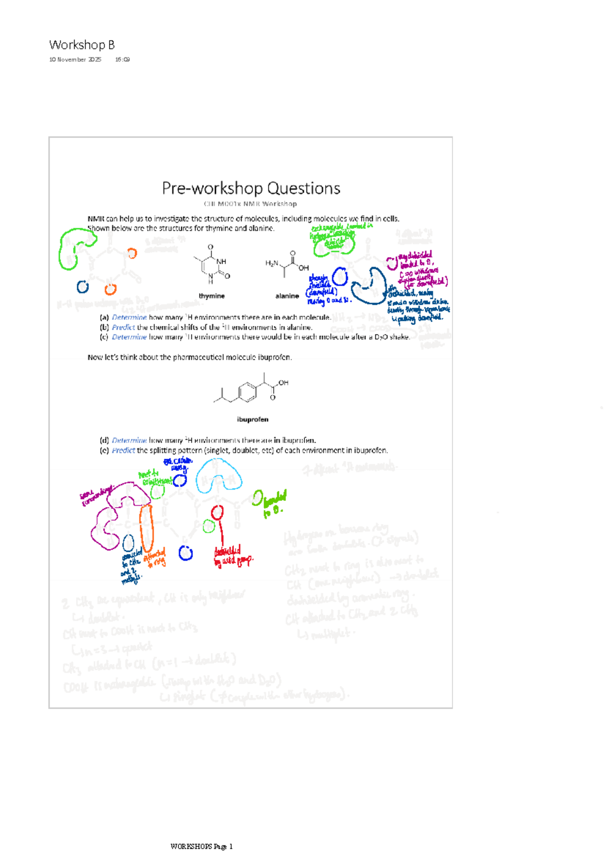 Workshop B: NMR Analysis of Molecules CHEM001x - Studocu