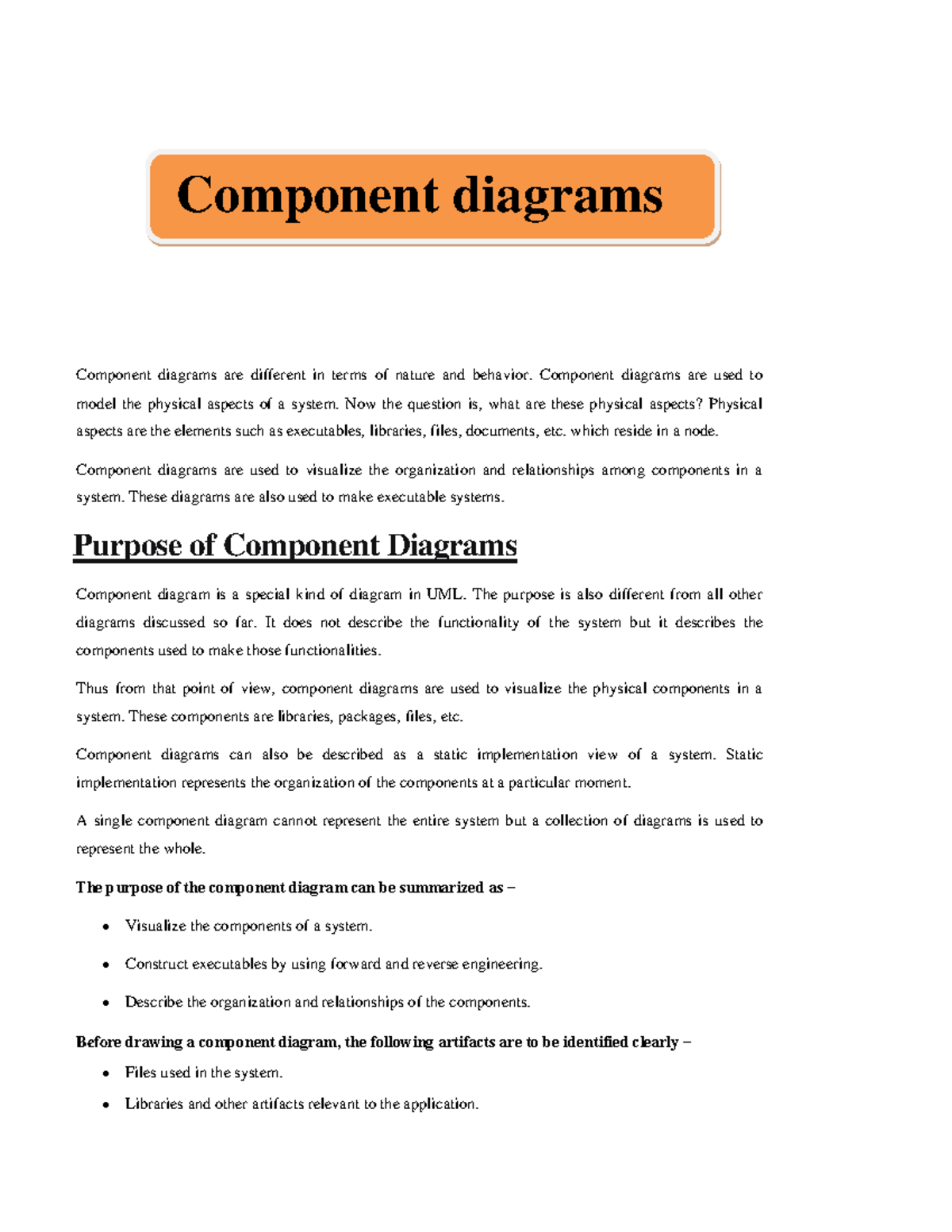 Component diagrams notes: Understanding physical aspects and ...