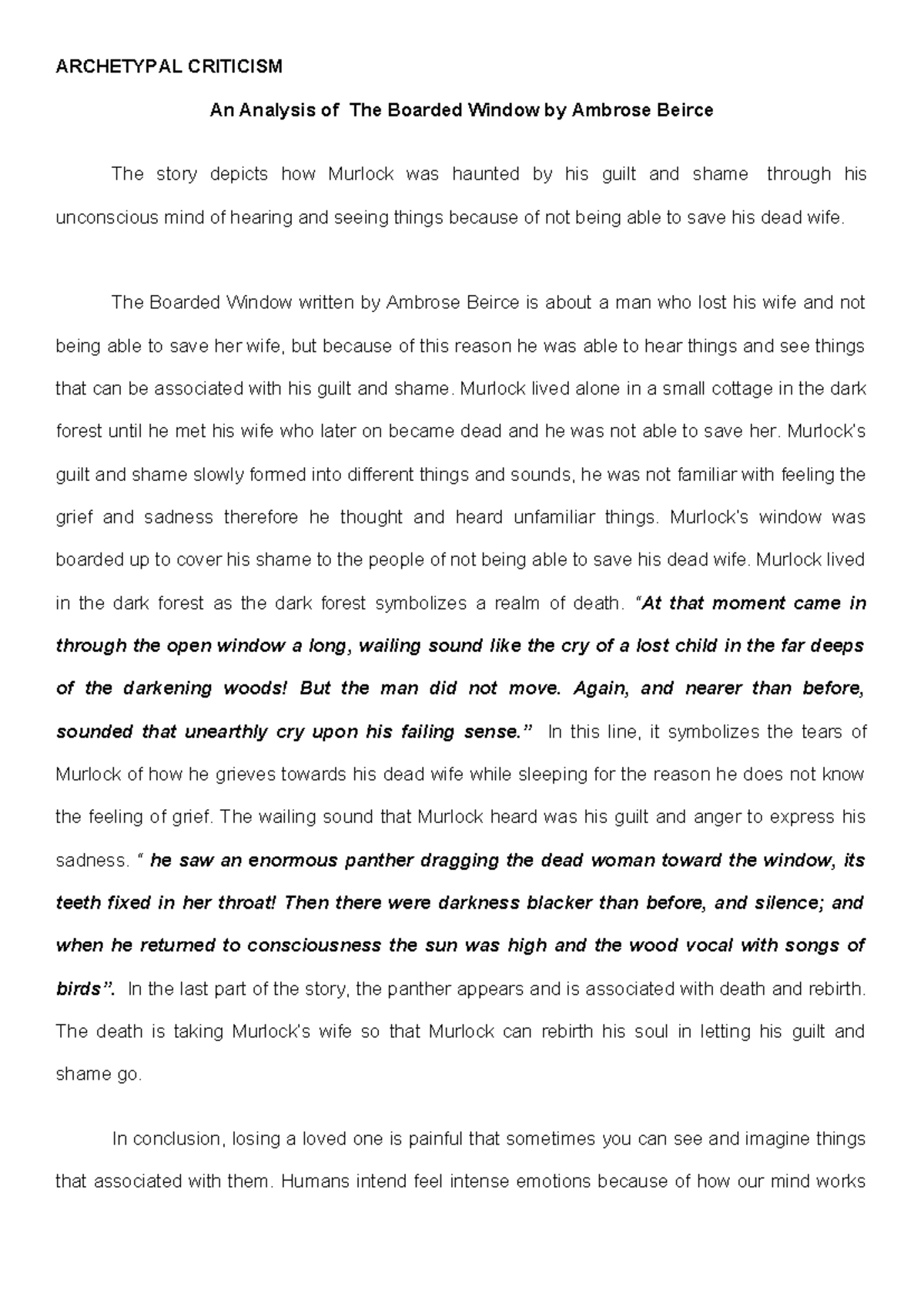 An Analysis of "The Boarded Window" by Ambrose Bierce: Guilt & Grief ...