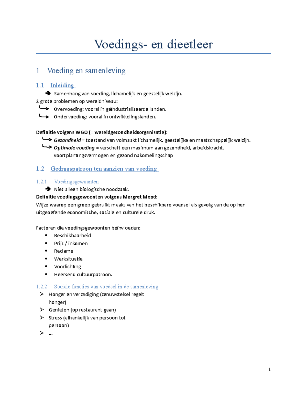 Samenvatting voeding en dieet 1 - en dieetleer 1 Voeding en samenleving ...