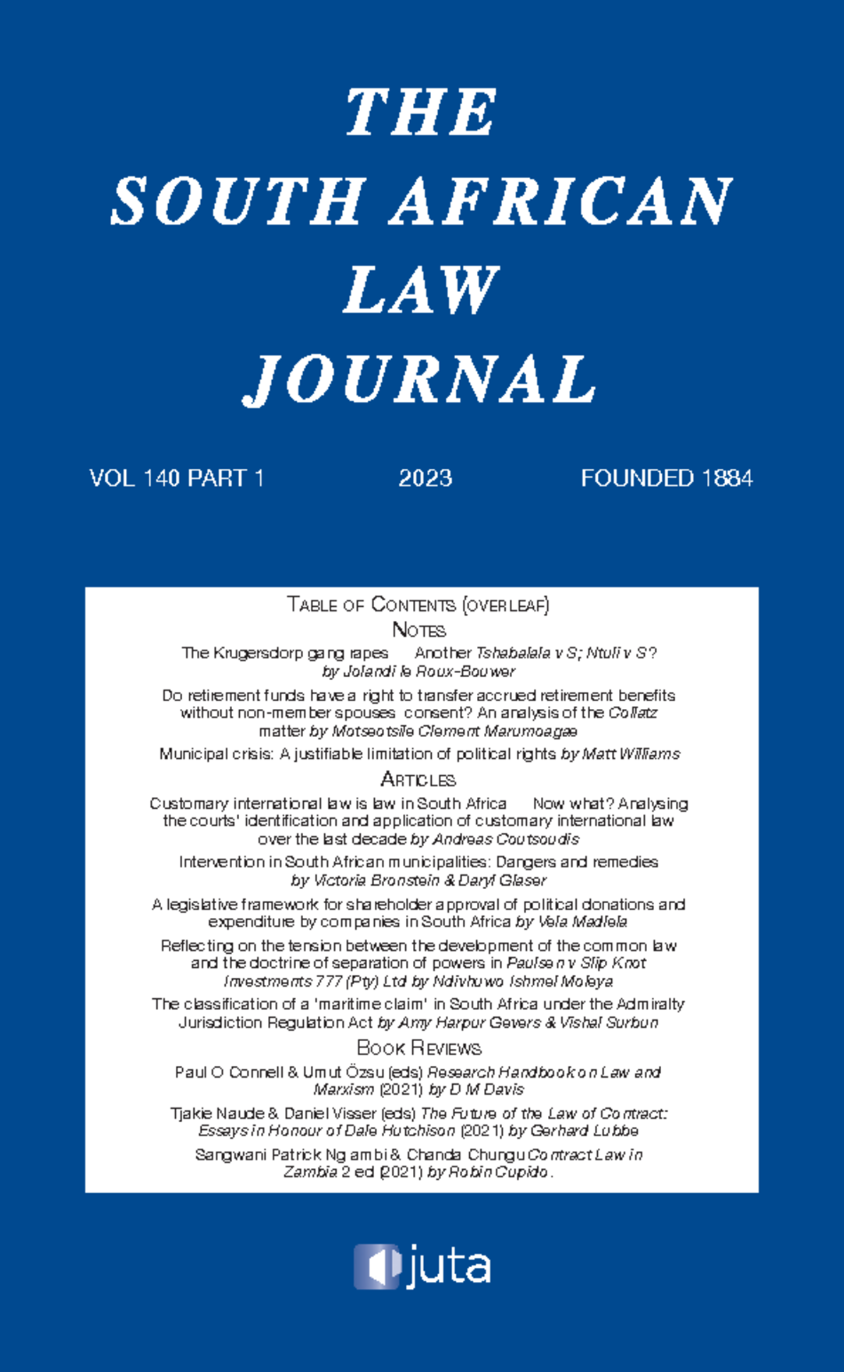 Article 2 - Victoria Bronstein and Daryl Glaser - SALJ Part 1 2023 - VOL 140 PART 1 2023 FOUNDED ...